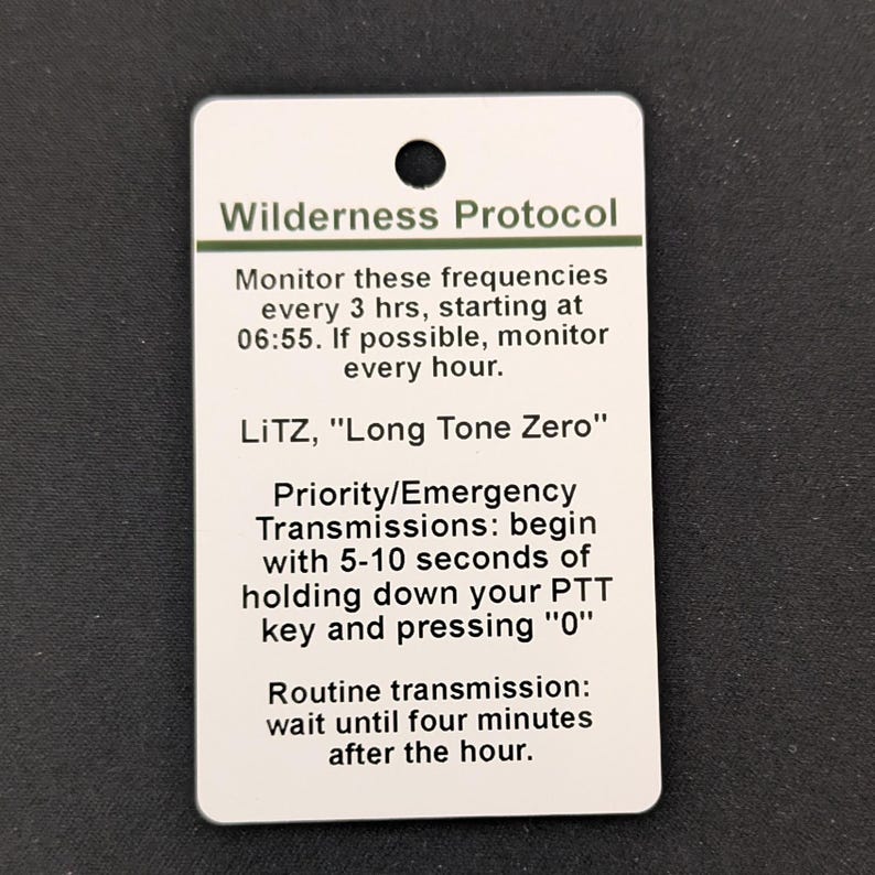 Ham Radio Wilderness Protocol Reference Card: Hiking Emergency ...