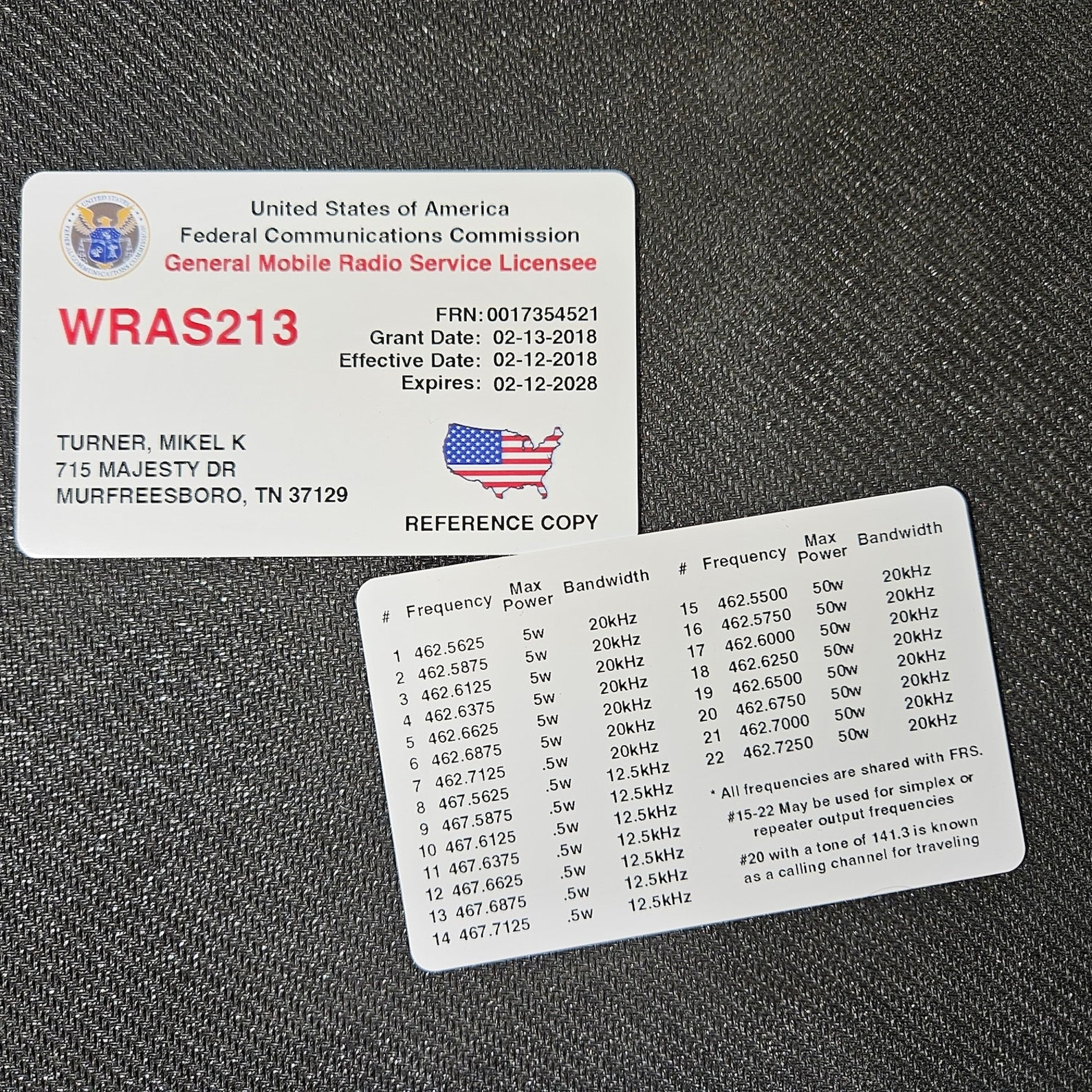 Full-color GMRS License Reference Card - Plastic Wallet Card (PVC) - Etsy