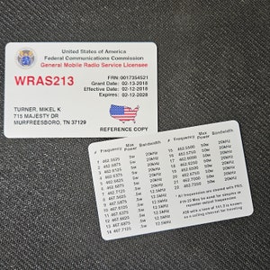 Full-color GMRS License Reference Card - Plastic Wallet Card (PVC) - Etsy