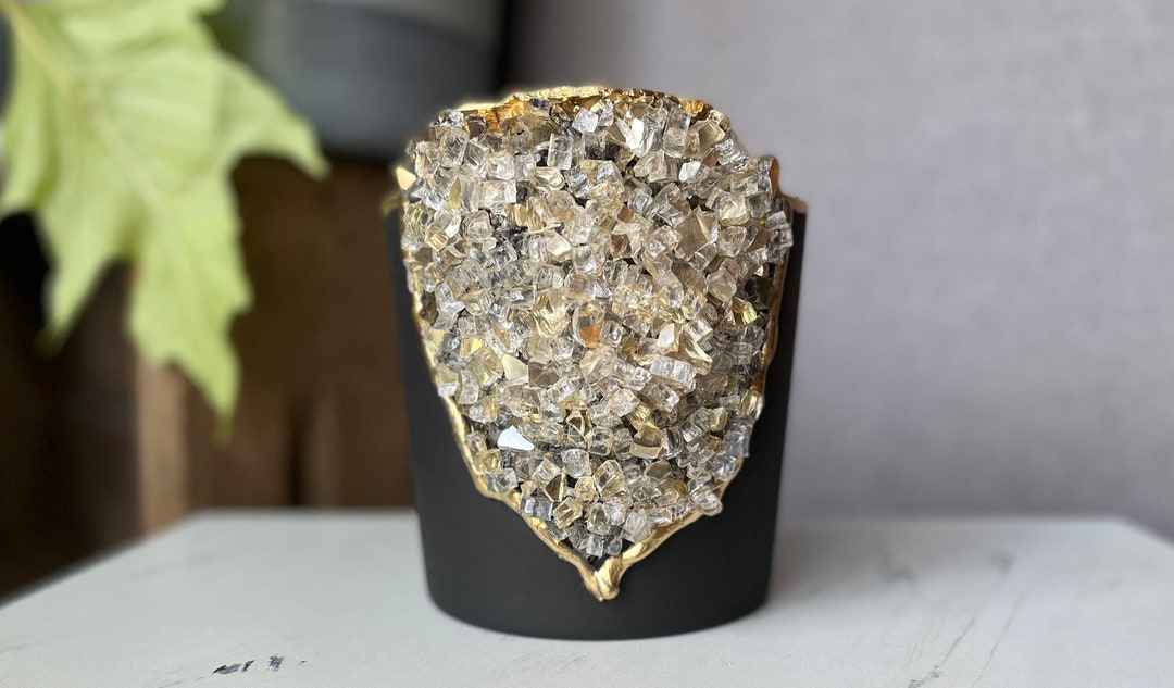 6 Inch Geode Pot - Concrete Pot - Hand Painted Pot - Stone Pot ...