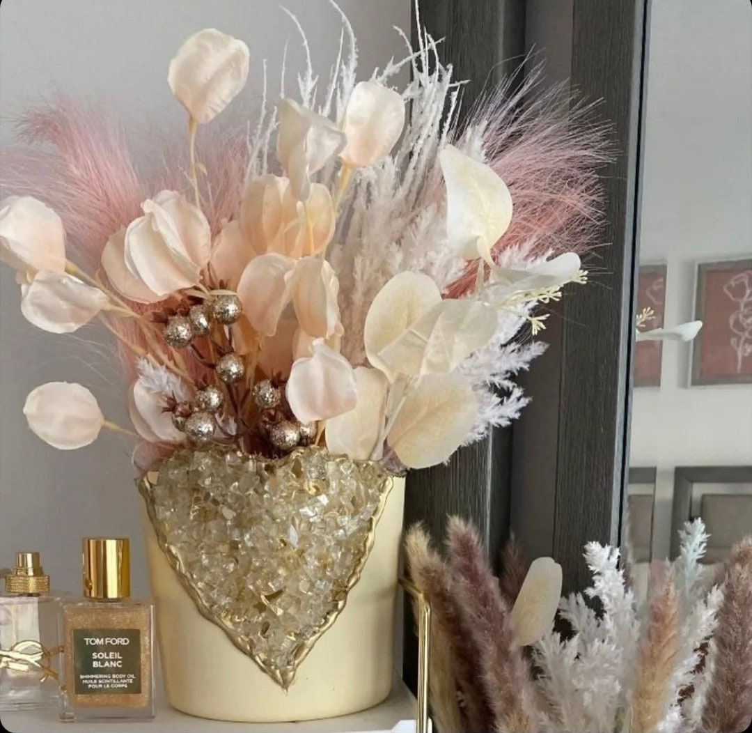 10 Inch Pot - 10 Inch Geode Pot - Crystal Pot - Amethyst Pot - Gold Pot ...