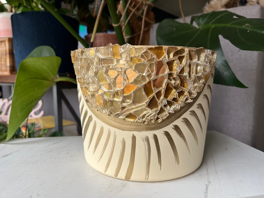8 Inch Planter - Geode Pot - Large Geode Pot - Cylinder Pot - Cream Pot ...