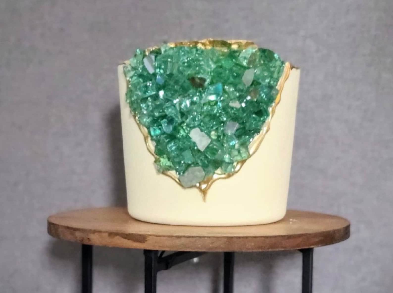 6 Inch Geode Pot Concrete Pot Hand Painted Pot Stone Pot - Etsy