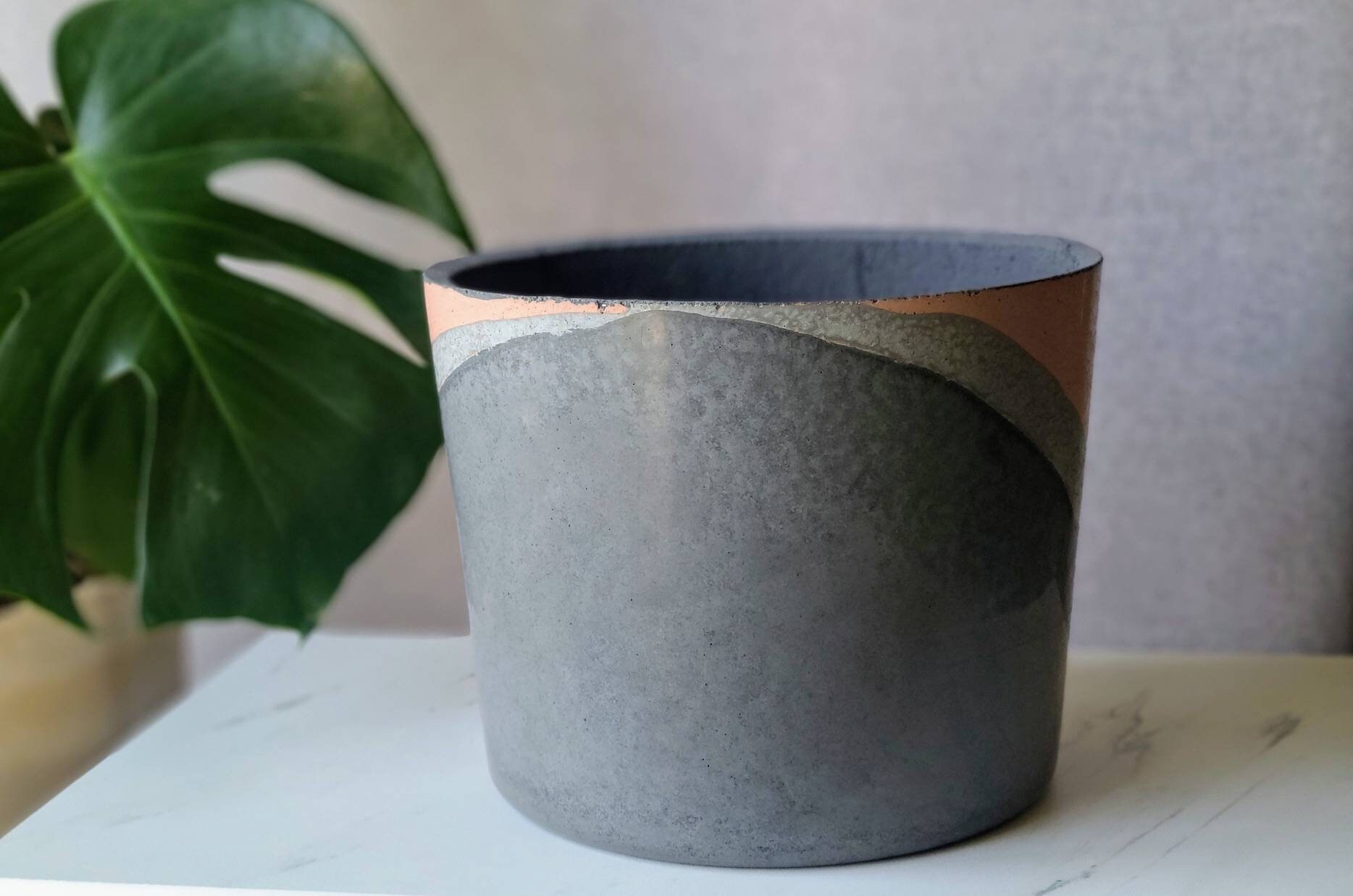 8 Inch Pot 8 Inch Planter Black and Pink Cylinder - Etsy