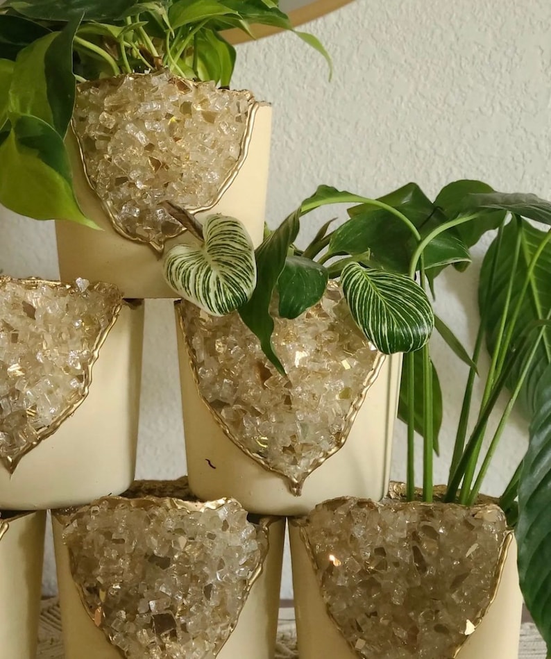 6 Inch Geode Pot Concrete Pot Hand Painted Pot Stone Pot - Etsy