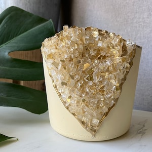 6 Inch Geode Pot - Concrete Pot - Hand Painted Pot - Stone Pot ...