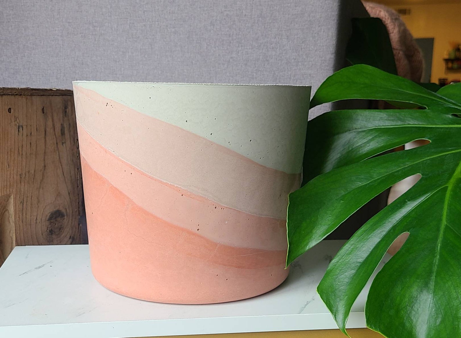 8 Inch Pink Pot - Salmon Pink - Large Pot - Concrete Pot - Cylinder Pot ...