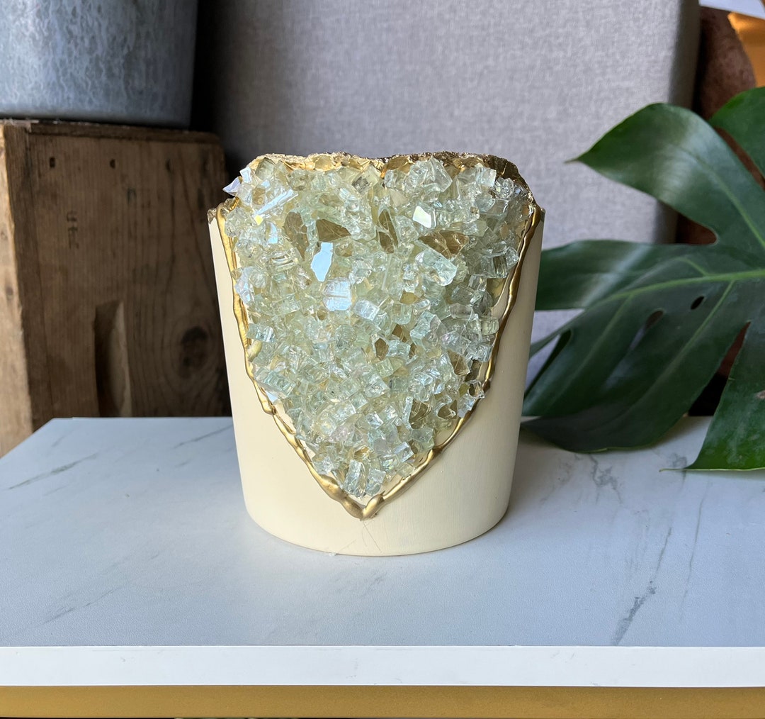 6 Inch Geode Pot - Concrete Pot - Hand Painted Pot - Stone Pot ...