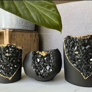 6 Inch Geode Pot - Concrete Pot - Hand Painted Pot - Stone Pot ...