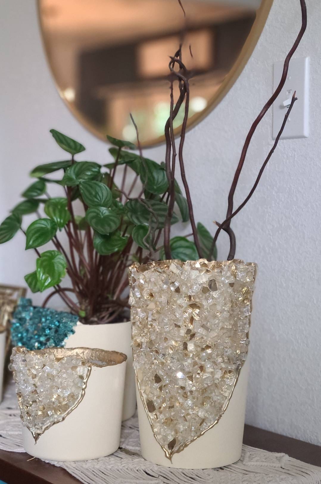 12 Inch Geode Geode Pot Dried Flowers Vase Tall Vase - Etsy