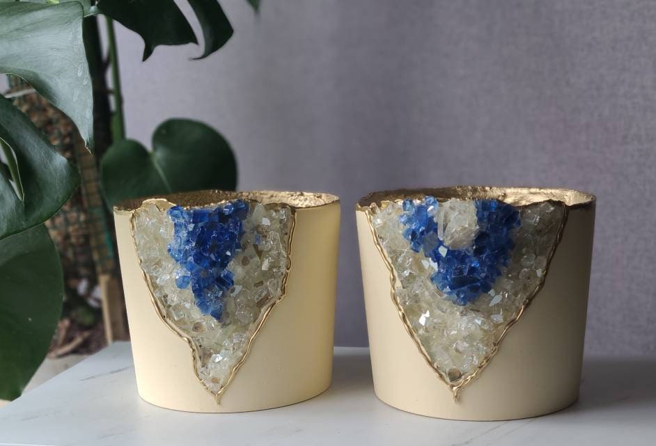 6 Inch Geode Pot Concrete Pot Hand Painted Pot Stone Pot - Etsy