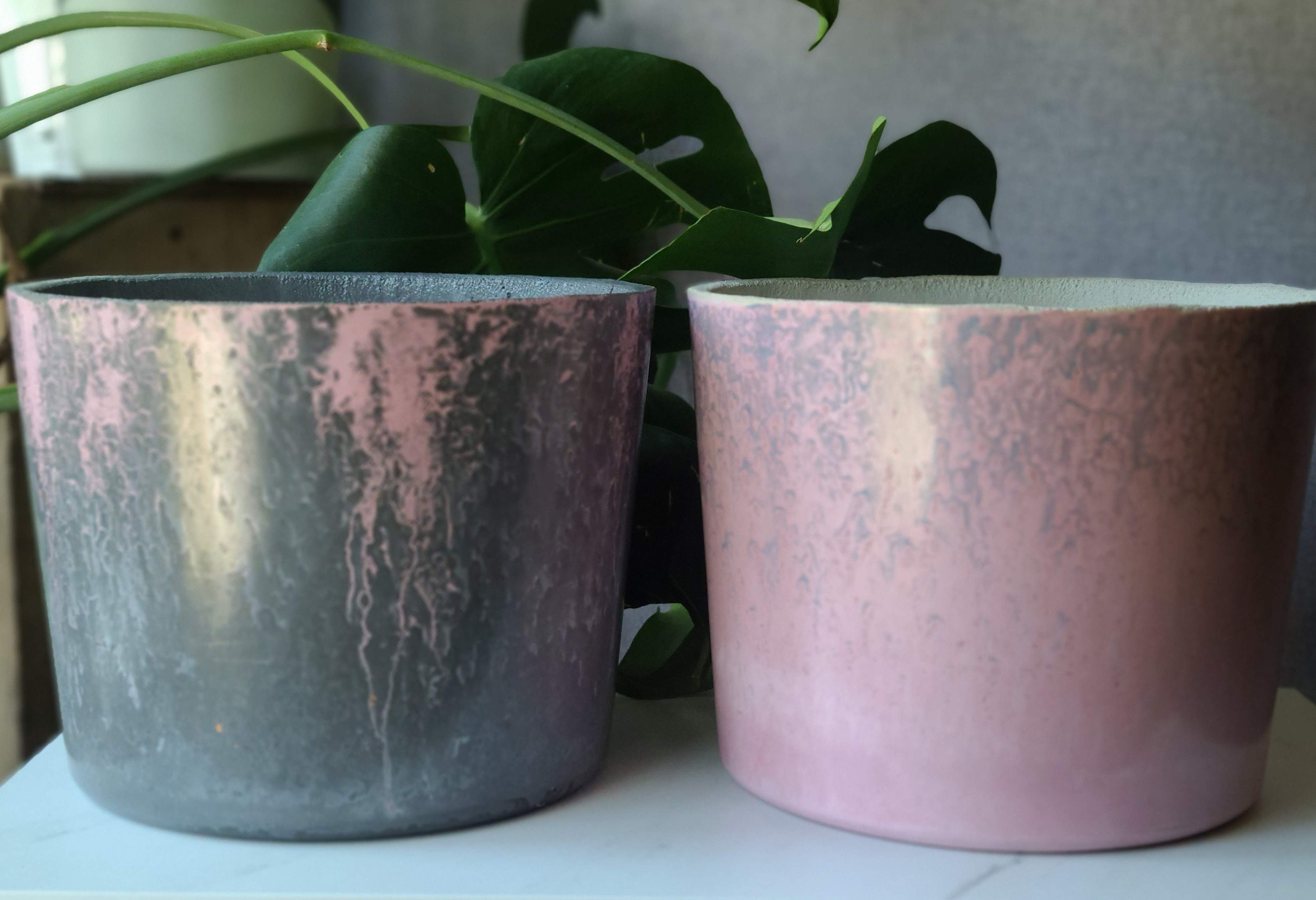 8 Inch Planter Glazed Pot Pink Pink and Black Pot - Etsy