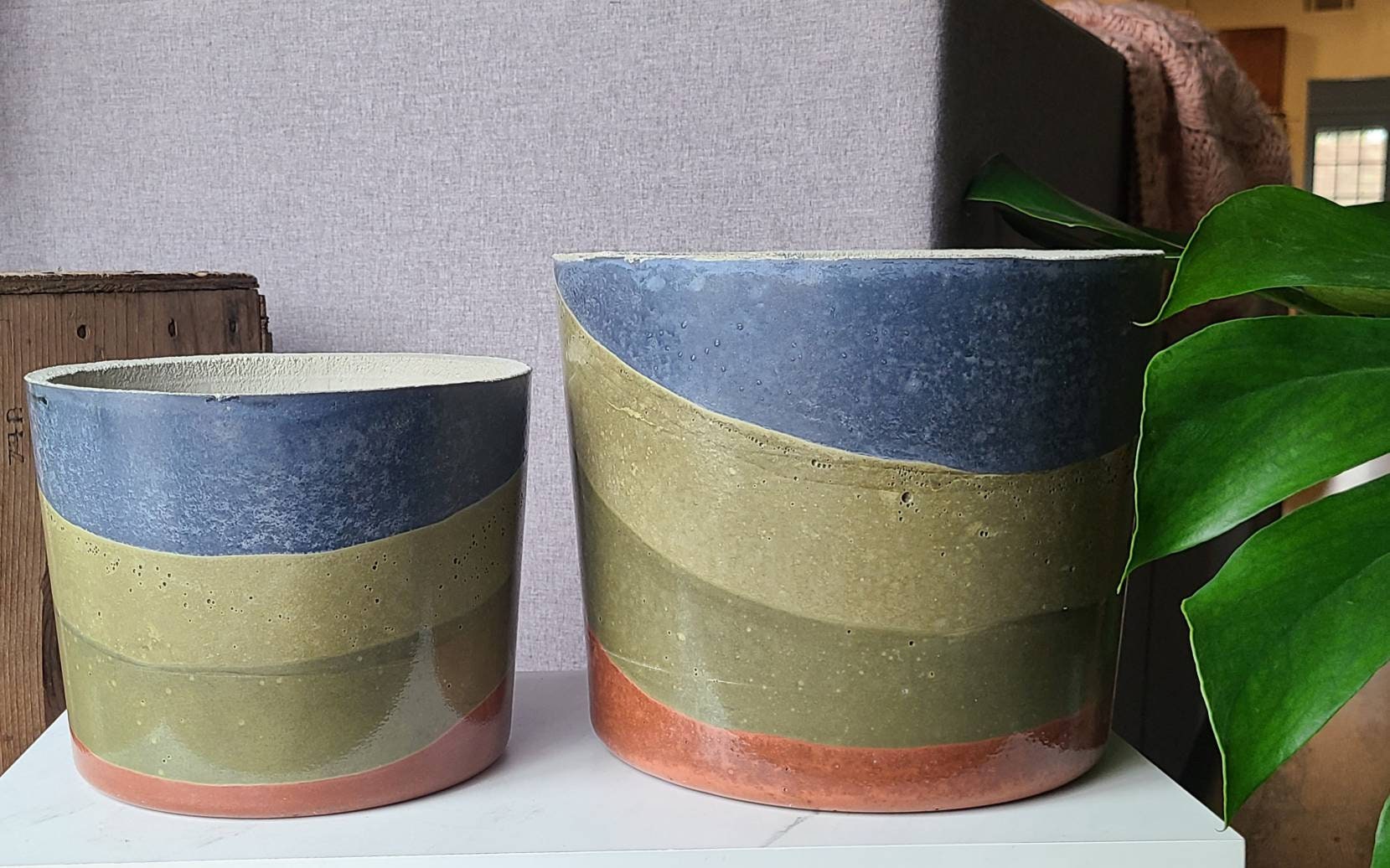8 Inch Glazed Pot - 8 Inch Planter - Large Planter - Maroon Planter ...