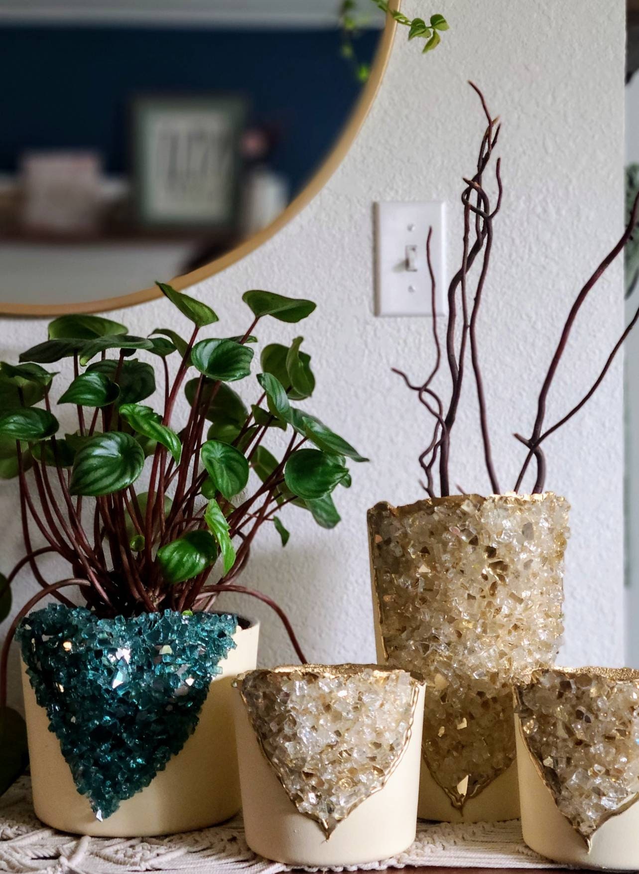 12 Inch Geode Geode Pot Dried Flowers Vase Tall Vase - Etsy