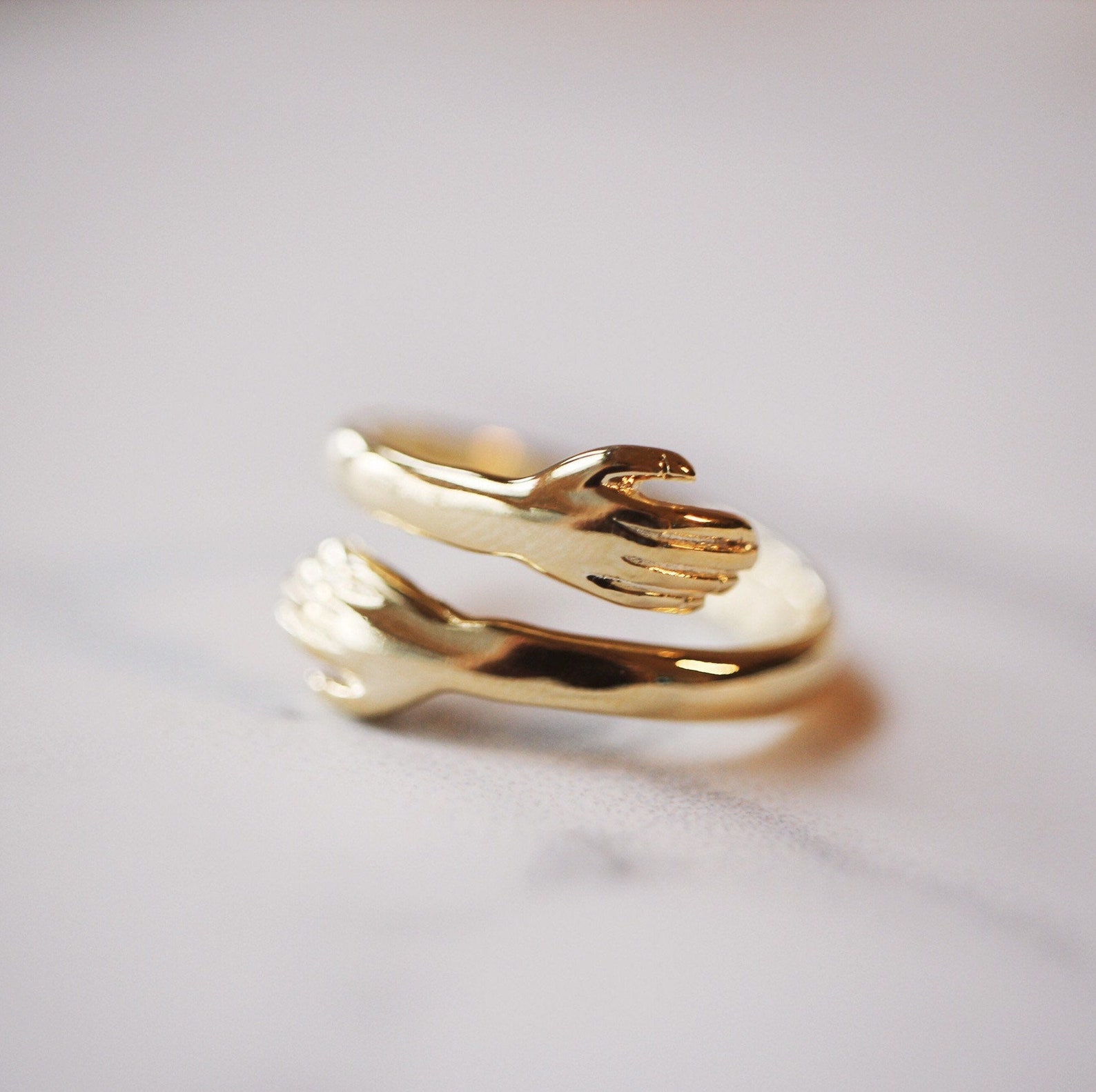 Gold Open Hug Ring Gold Colored Hugging Ring Open Arms Ring | Etsy