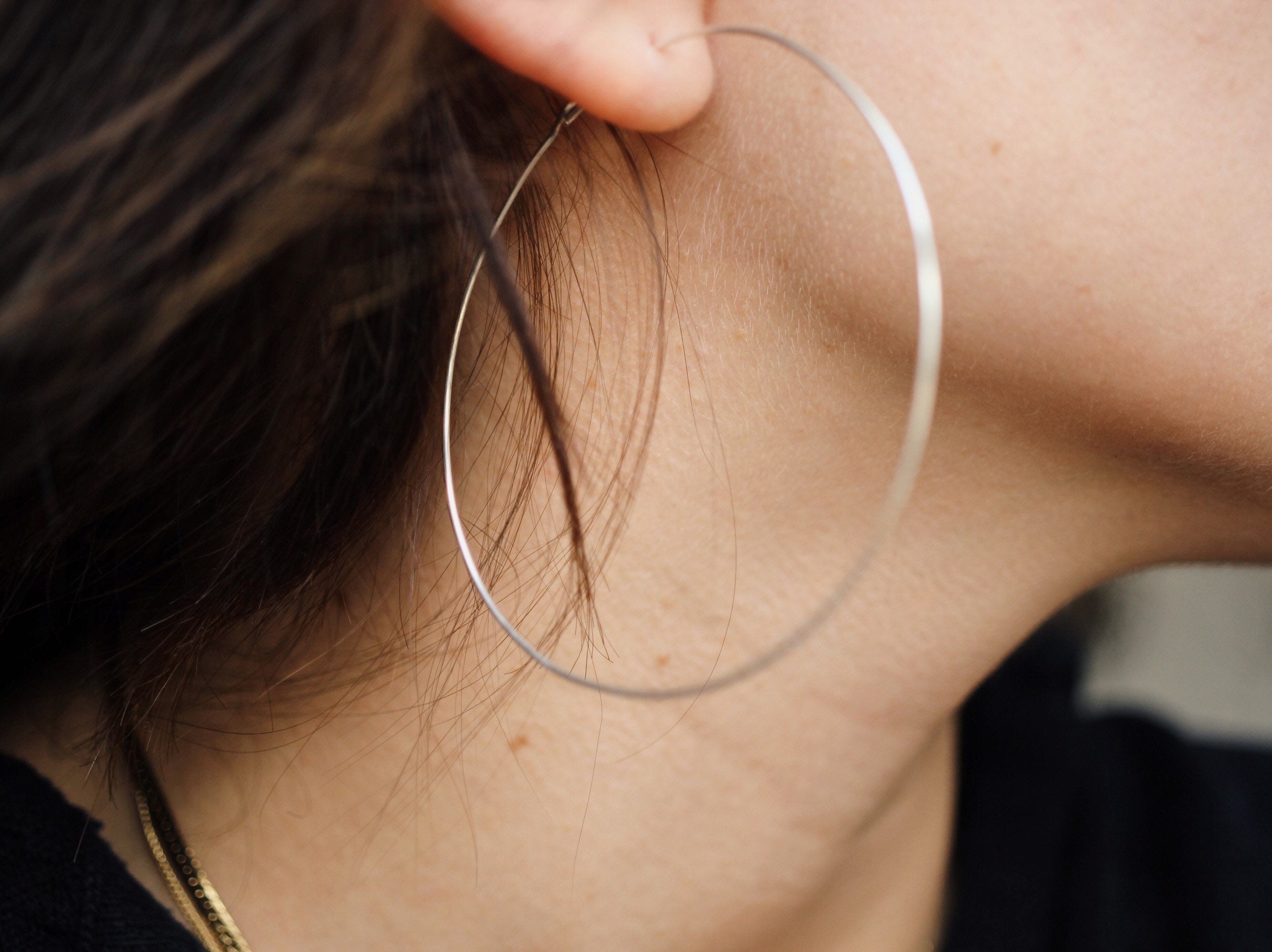 Silver Gold Hoops Hoops By Hand Solid 925 Sterling Silver Or | Etsy
