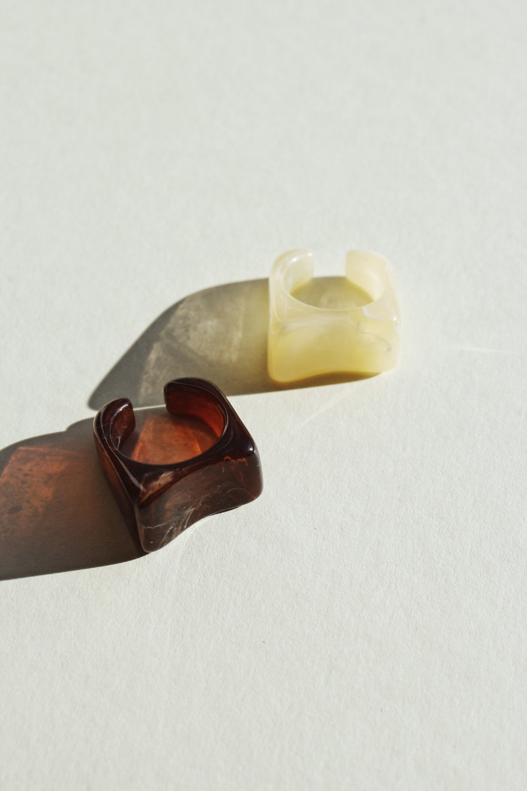 Open Plastic Rings, Chunky Resin Rings, Thick Acrylic Rings, Y2K Brown ...