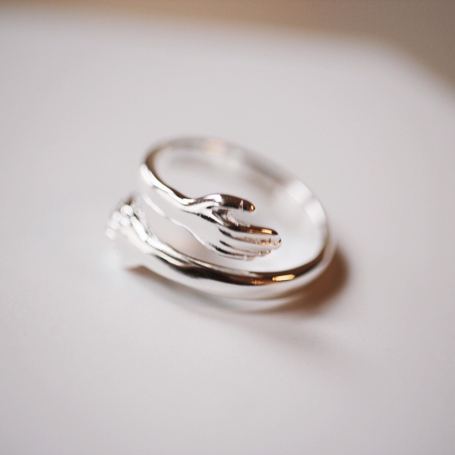 Silver Love Hug Ring Silver Colored Hug Ring Open Hands | Etsy