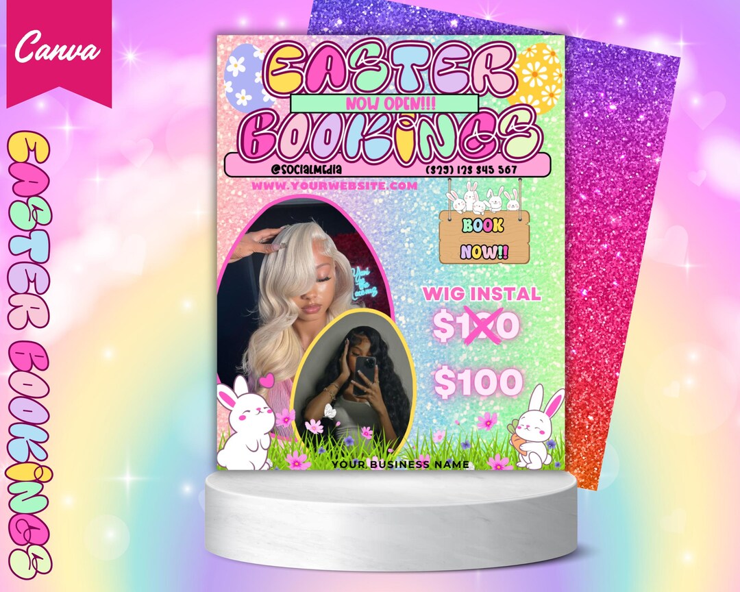 Easter Booking Flyer | Editable Canva Template for Business Promotion ...