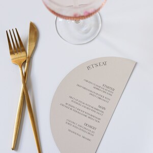 Personalised HALF MOON MENU Printed on Paper, Semi-circle Table Dinner ...