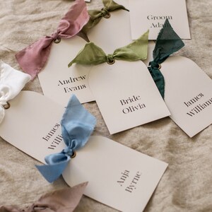 Personalised ARCH PLACE CARDS With Silk Bow Ribbon, Simple Round/curve ...