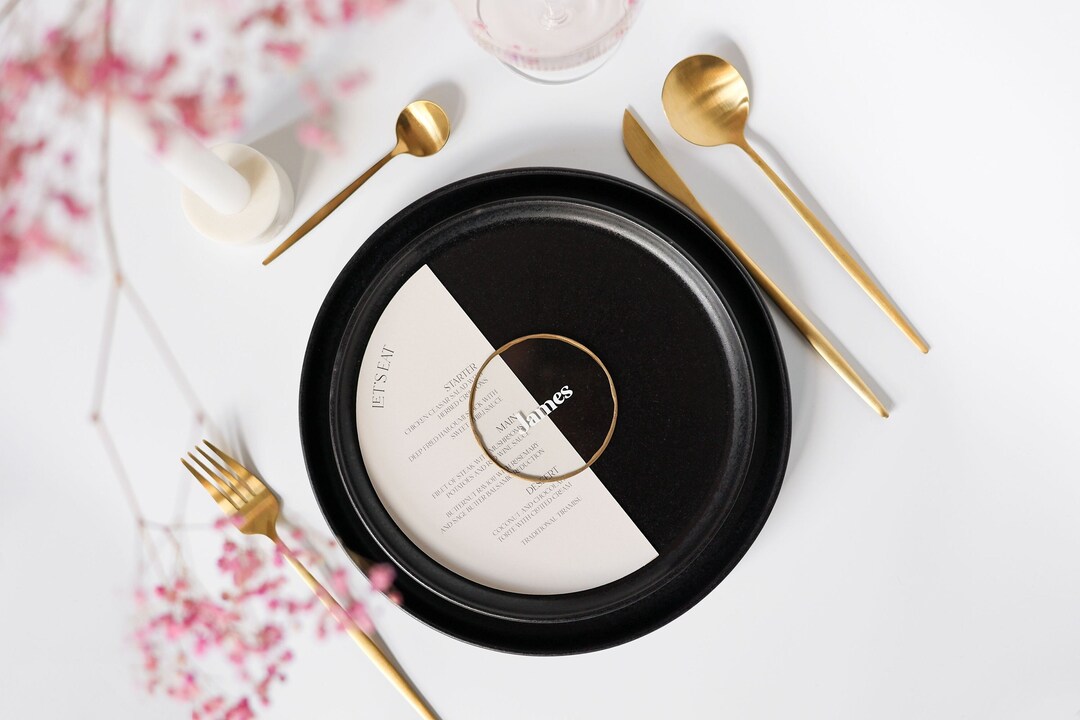 Personalised HALF MOON MENU Printed on Paper, Semi-circle Table Dinner ...