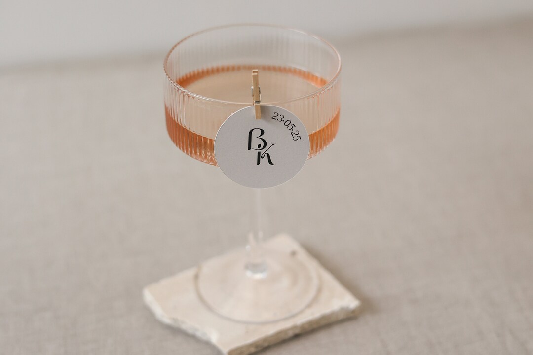 Personalised Wedding CIRCULAR DRINK TOPPER Printed on Paper, Round ...