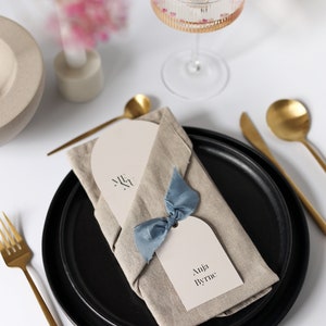 Personalised ARCH PLACE CARDS With Silk Bow Ribbon, Simple Round/curve ...