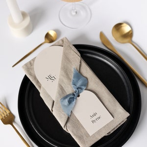 Personalised ARCH PLACE CARDS With Silk Bow Ribbon, Simple Round/curve ...