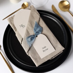 Personalised ARCH PLACE CARDS With Silk Bow Ribbon, Simple Round/curve ...