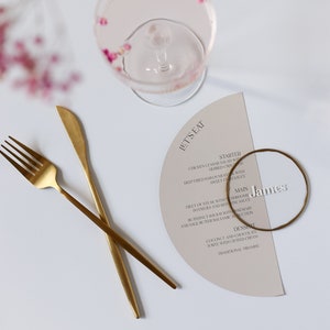 Personalised HALF MOON MENU Printed on Paper, Semi-circle Table Dinner ...