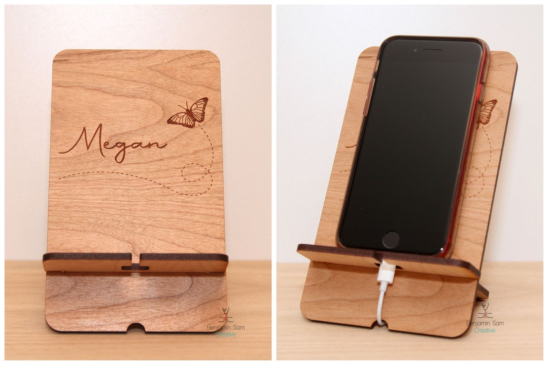 Personalised Phone Holder, Engraved Wooden Docking Station, Teenage ...