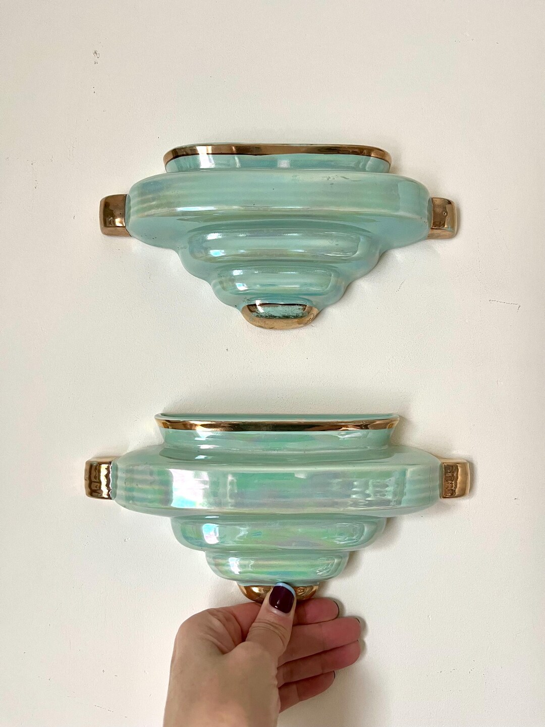 Art Deco 1920s 1930s Sadler Pottery Lustreware Wall Pockets Pair - Etsy