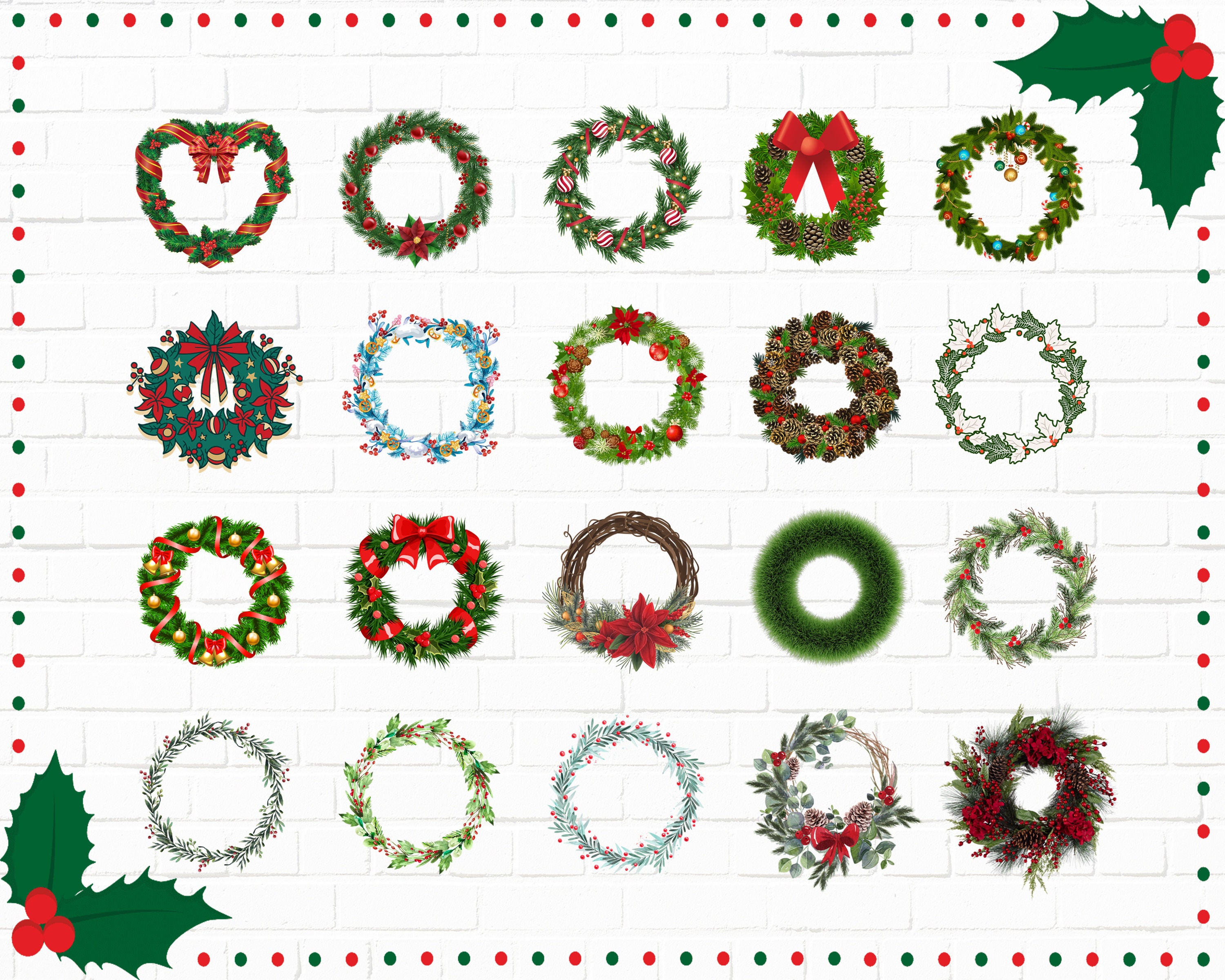Christmas Wreath PNG / Christmas Clip-art / Winter / Cricut / - Etsy