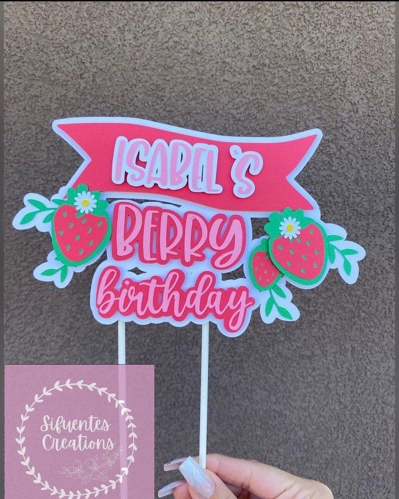 Strawberry Cake Topper - Etsy