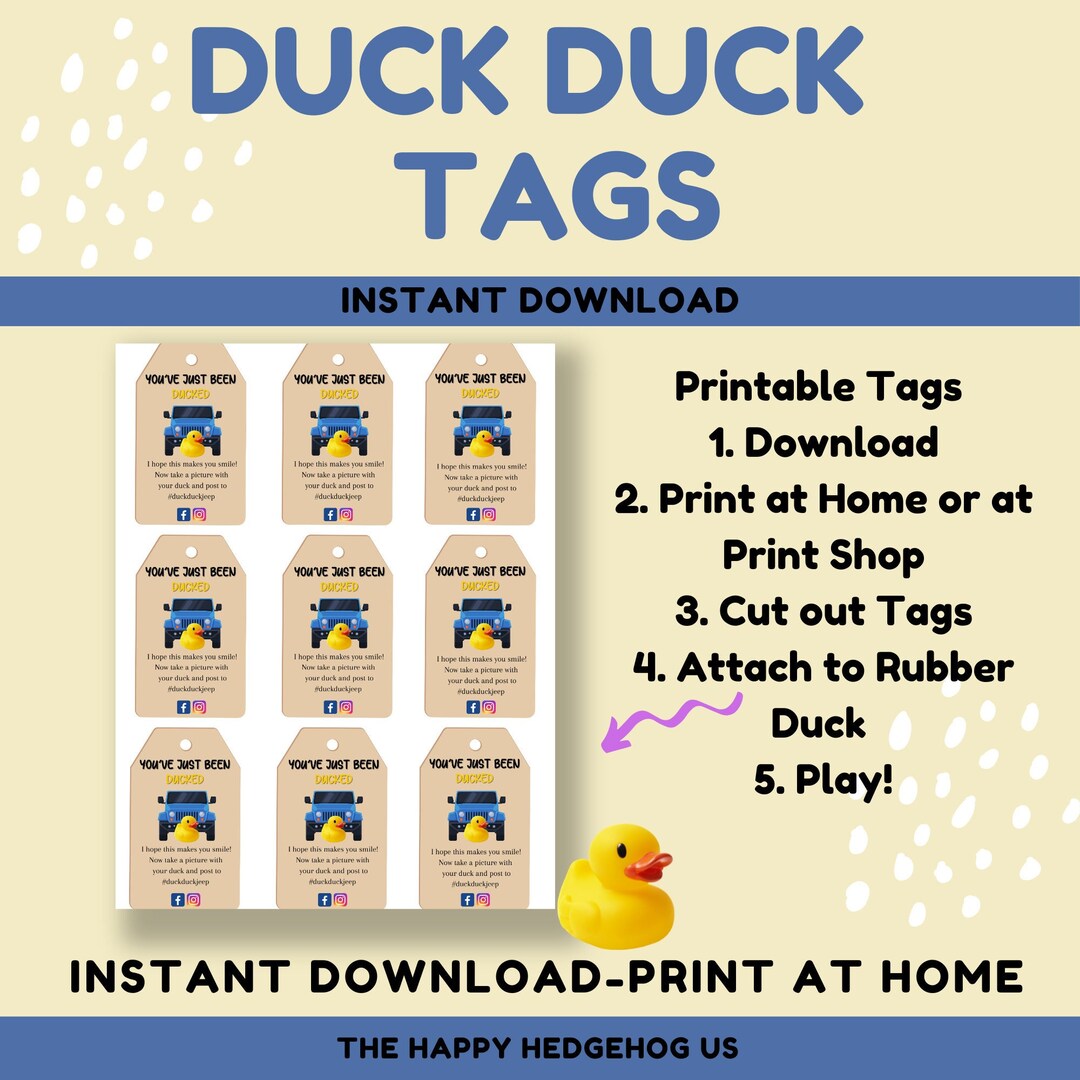 Blue Vehicle | Duck Duck Tag | Instant Download | Print at Home | Tag ...