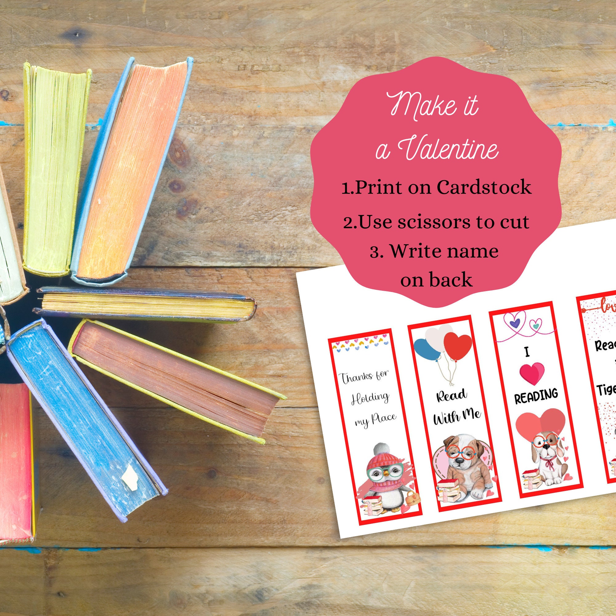 Printable Valentine Bookmarks for Kids, Instant Download, Gift From ...