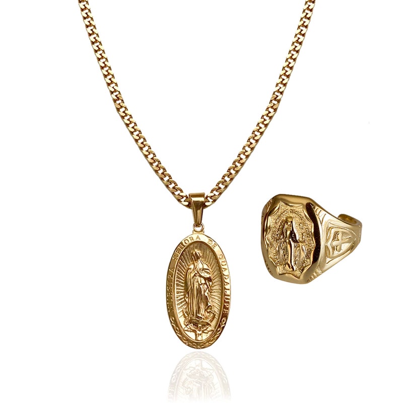 18k Gold Virgin Mary Ring - Etsy