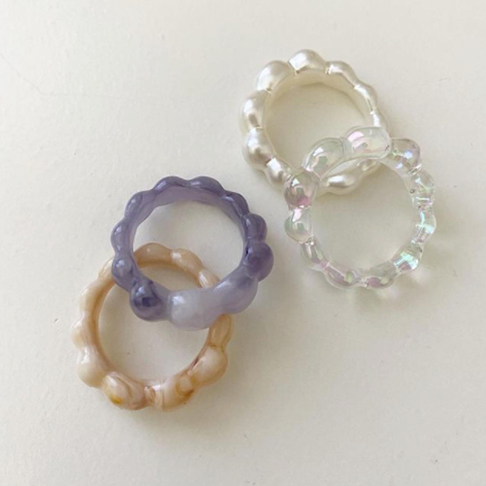 Acrylic Ring / Resin Ring / Clear Ring / Pearl Ring / Stack Skinny Ring ...