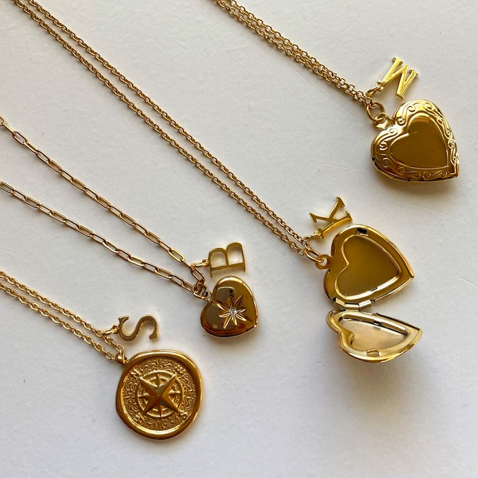 Heart Locket Necklace, Heart Pendant, Dainty Gold Heart Necklace, Rope ...