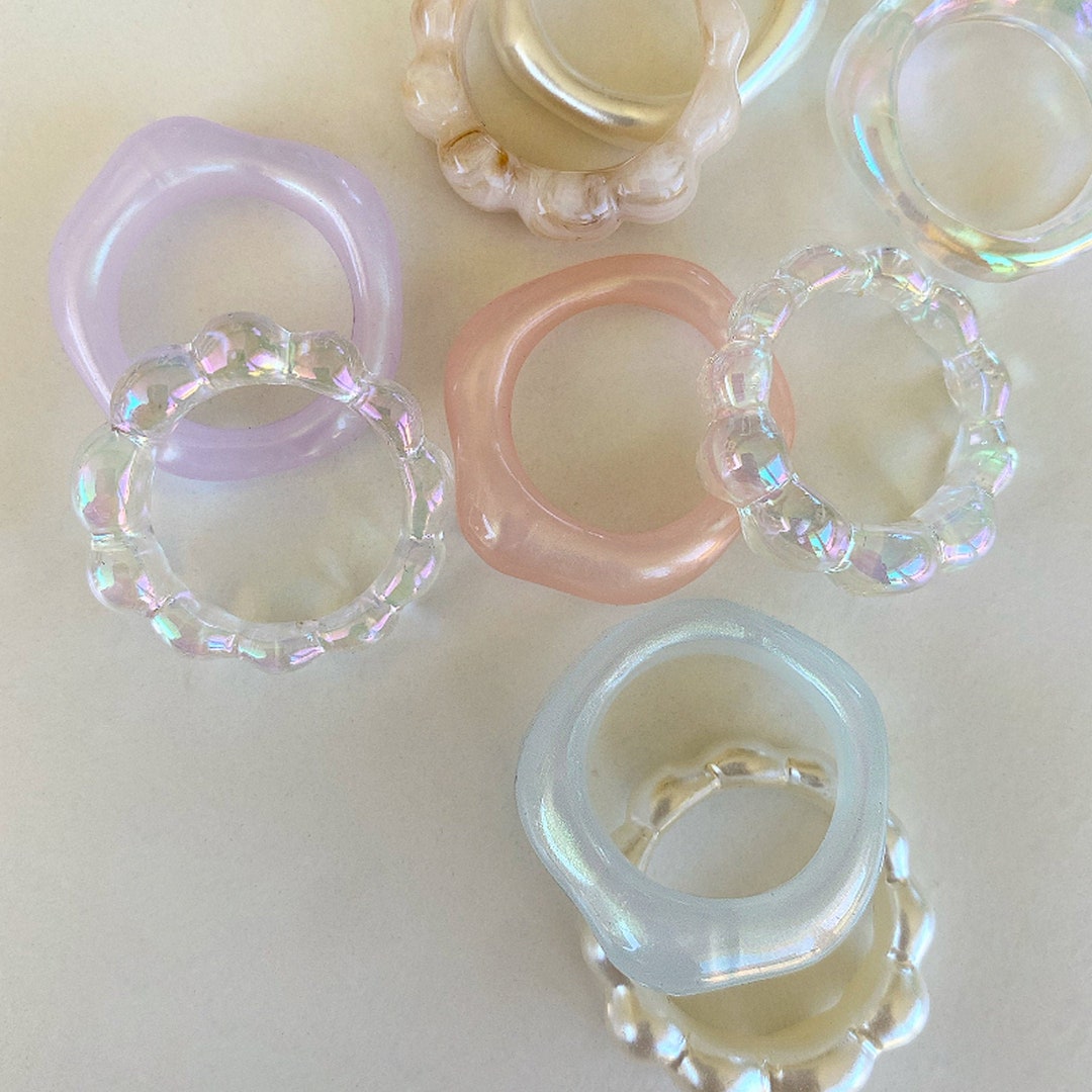 Acrylic Ring / Resin Ring / Clear Ring / Pearl Ring / Stack Skinny Ring ...