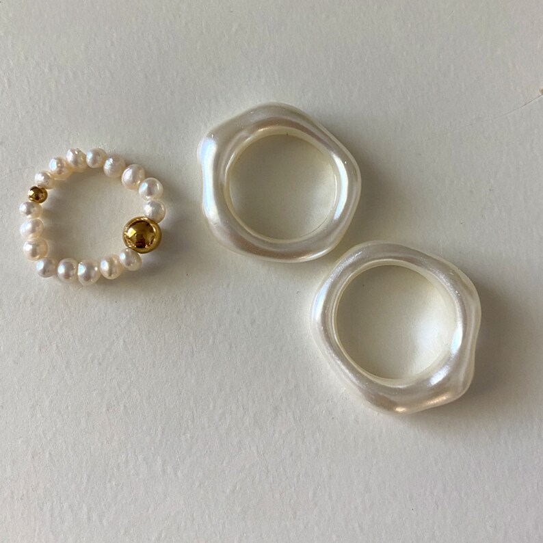 Acrylic Ring / Resin Ring / Clear Ring / Pearl Ring / Stack | Etsy