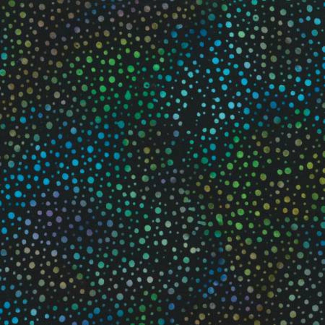 Black Batik With Rainbow Dots - Spectrum Bali Dot Batik Fabric by ...