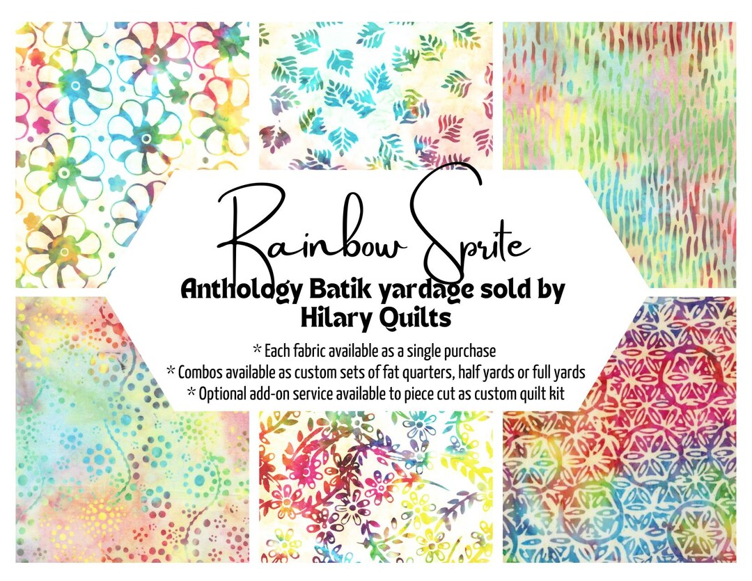 Rainbow Batik Fabric on Light Background in 6 Variations by Jacqueline ...