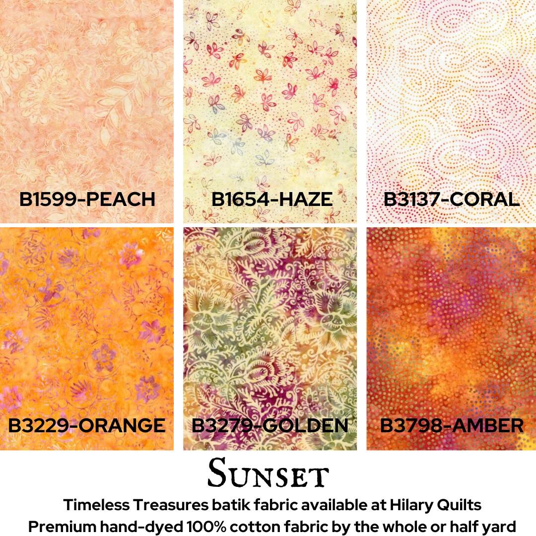 Sunset Orange and Peach Batik Fabric - Timeless Treasures Hand-dyed ...