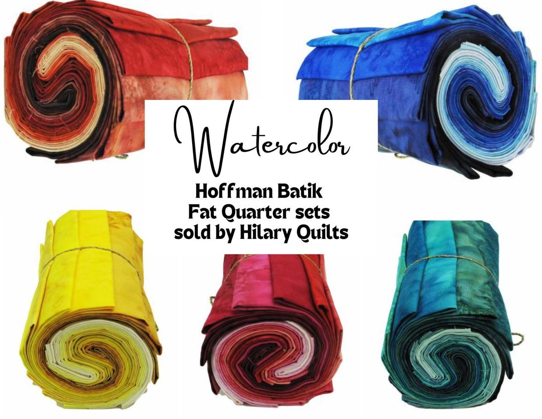 Watercolor Batik Fabric Fat Quarters (12 Pieces) - Hoffman Hand-dyed ...