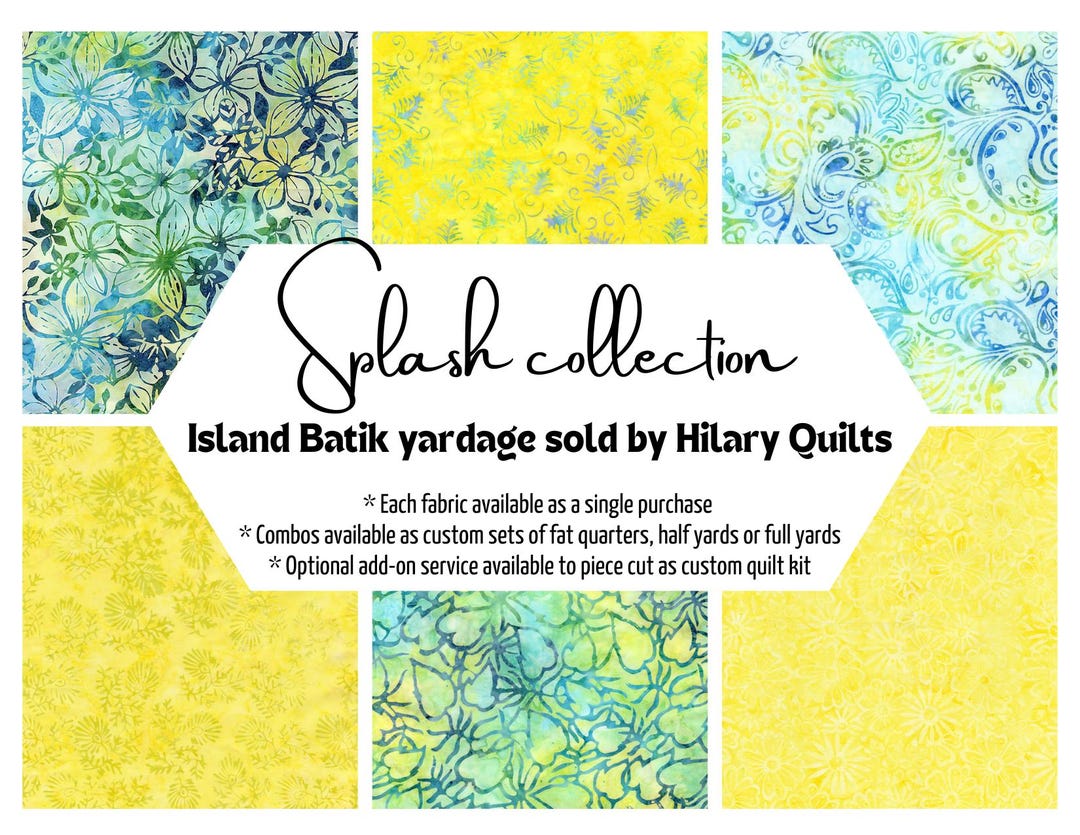 Splash Yellow and Blue Batik Fabric - Timeless Treasures Hand-dyed ...