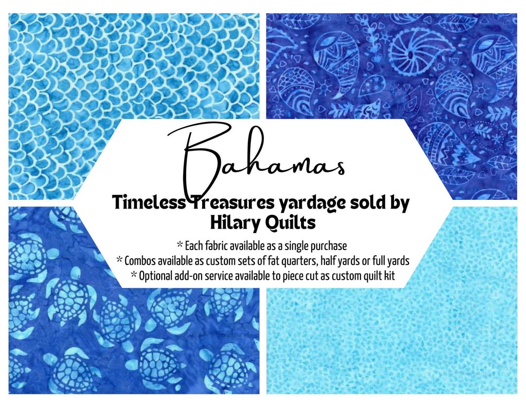 Bahamas Aqua Blue Batik Fabric by Timeless Treasures in 4 Varieties ...