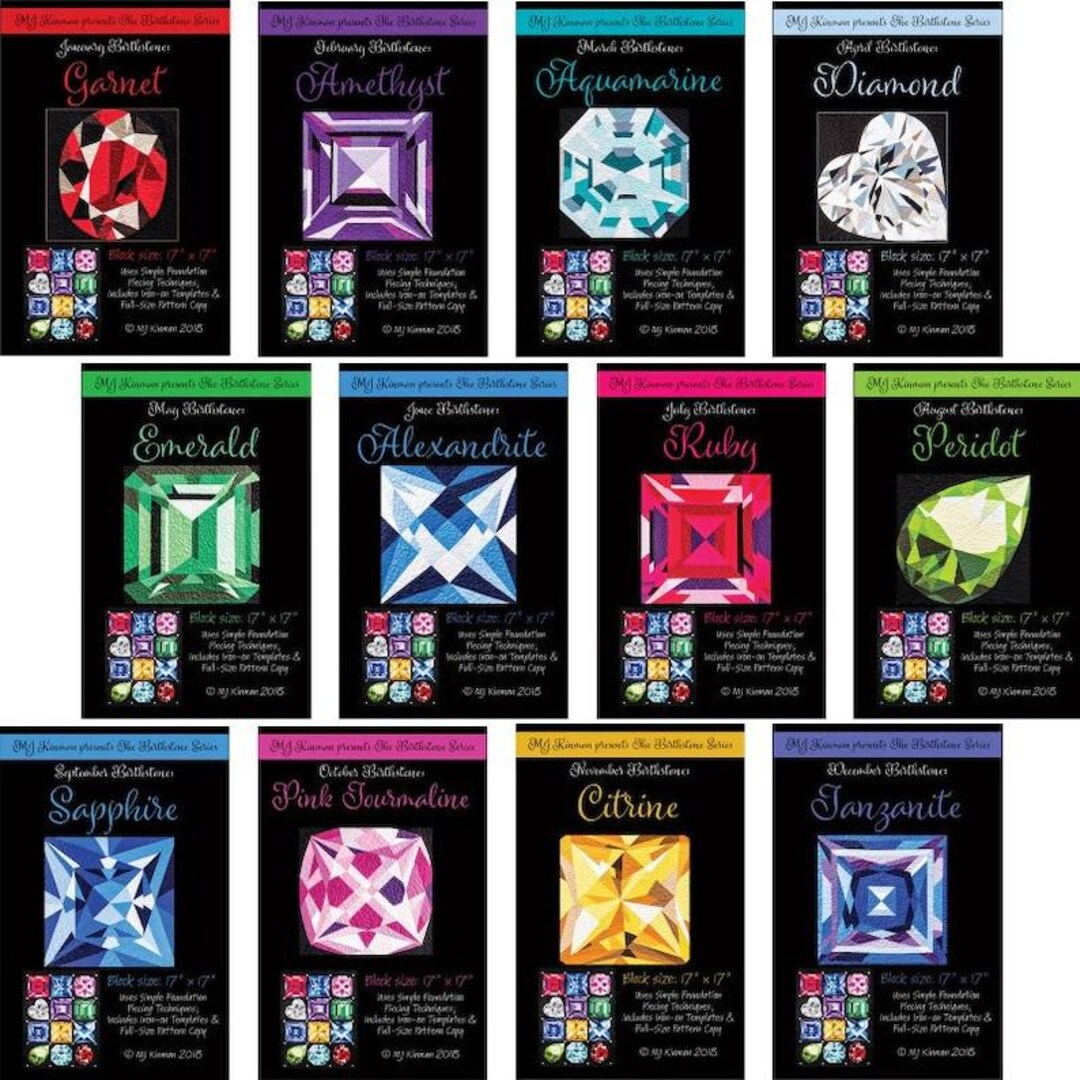 Birthstone Gemstone Quilt Paper Patterns by MJ Kinman - Variations by ...