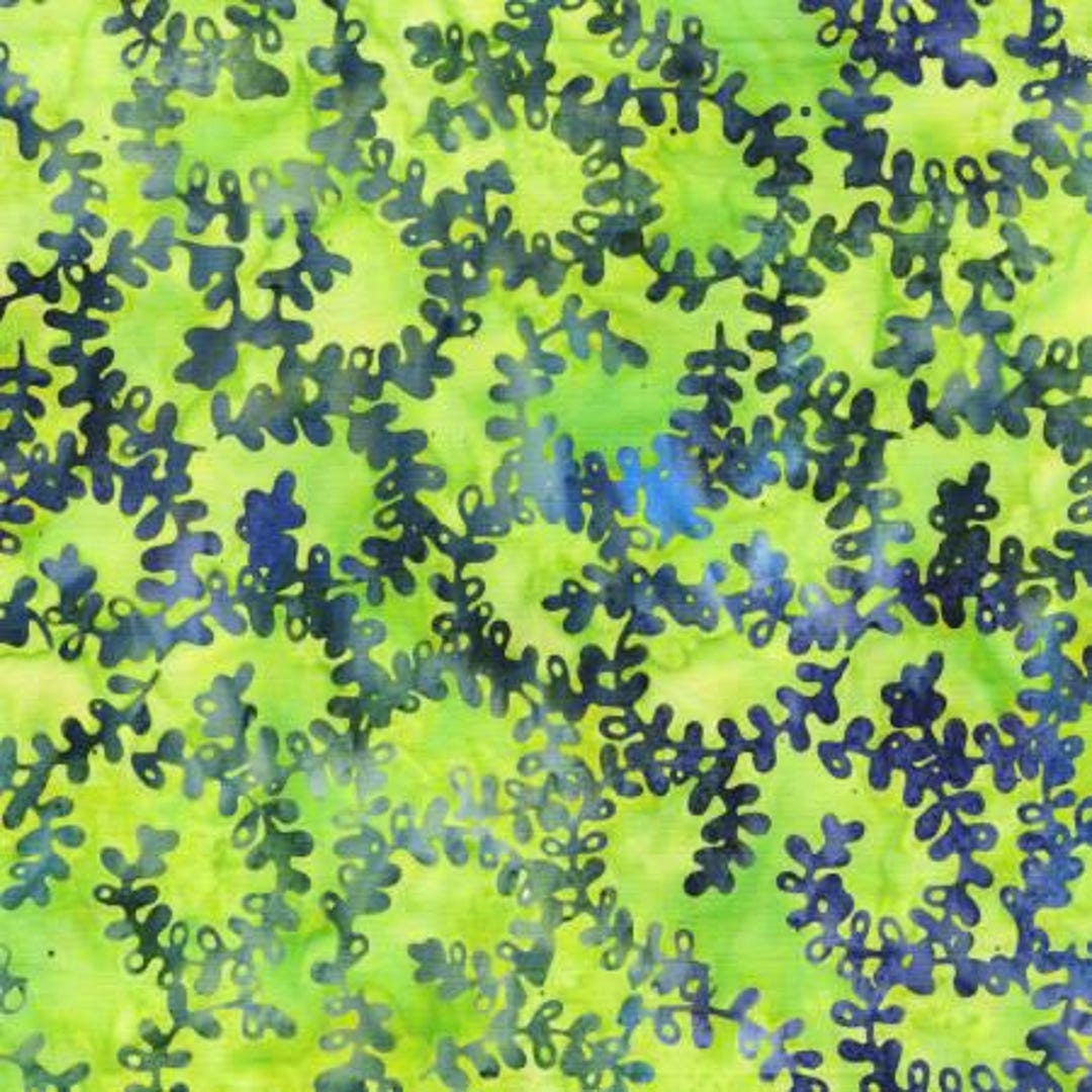 Green Vine Coral Reef Batik Fabric - Windham Anthology Batiks Hand-dyed ...